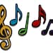 Colorful Large Music Notes Wood Wall Sculpture, Set of 5 Music Wall ...