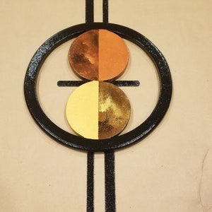 Modern Circle Wood and Metal Wall Hanging, Mid Century Circle Wall ...