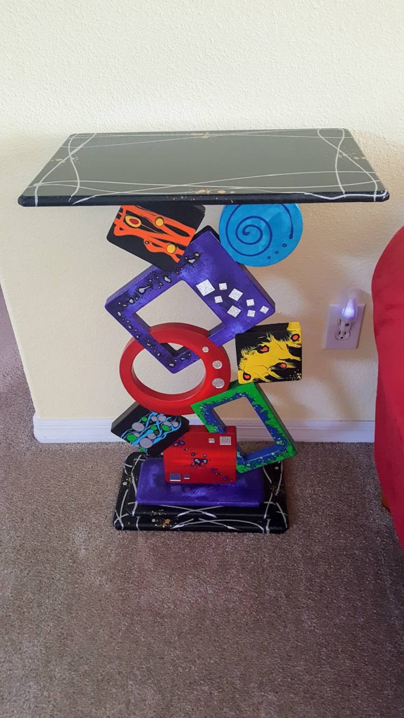 Contemporary Modern Abstract Table Colorful Geometric Table | Etsy