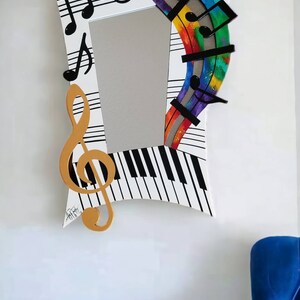 The Art of Music Mirror Wall Art, Abstract Music Mirror, Piano Keys ...