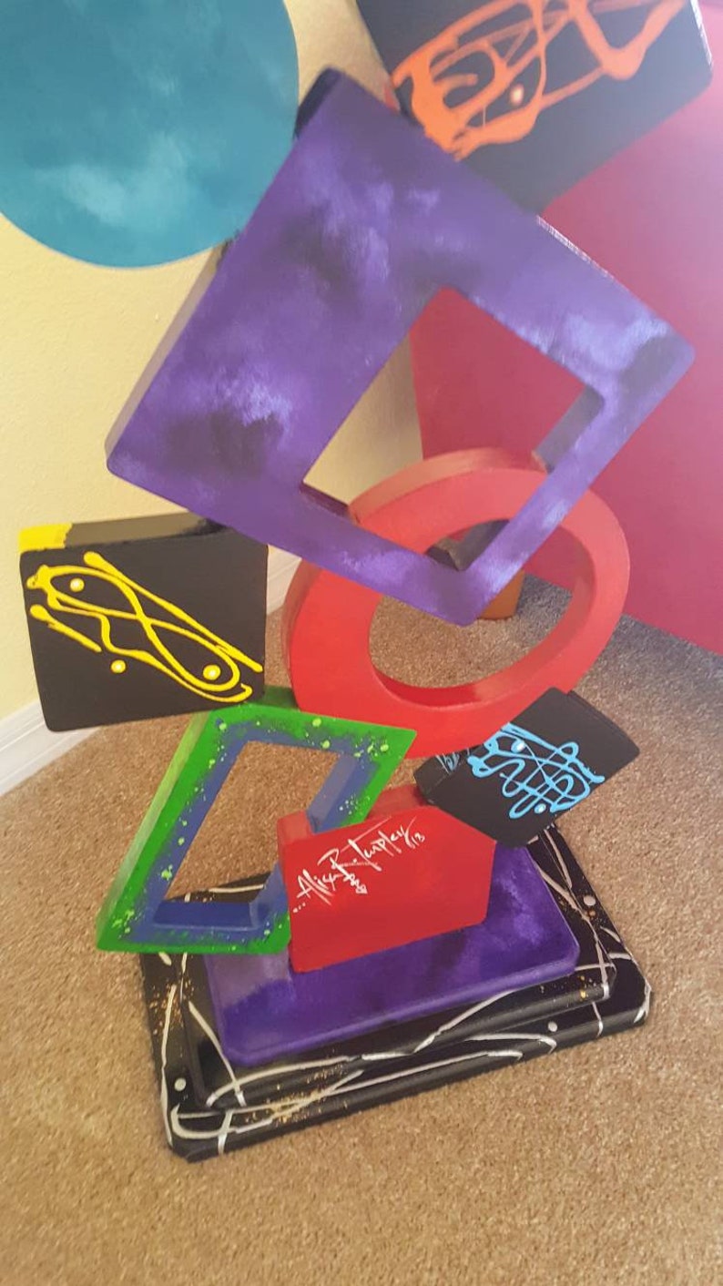 Contemporary Modern Abstract Table Colorful Geometric Table | Etsy