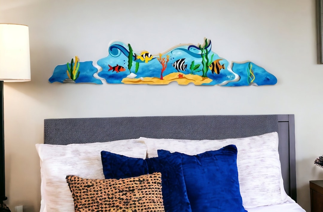 3 Piece Ocean Water Fish Theme Wood Wall Art - Large Ocean Fish Theme ...