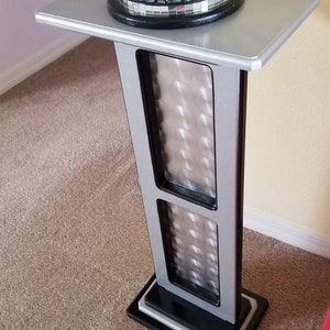 Unique Contemporary Modern Silver Stand Set With Grey and Black ...