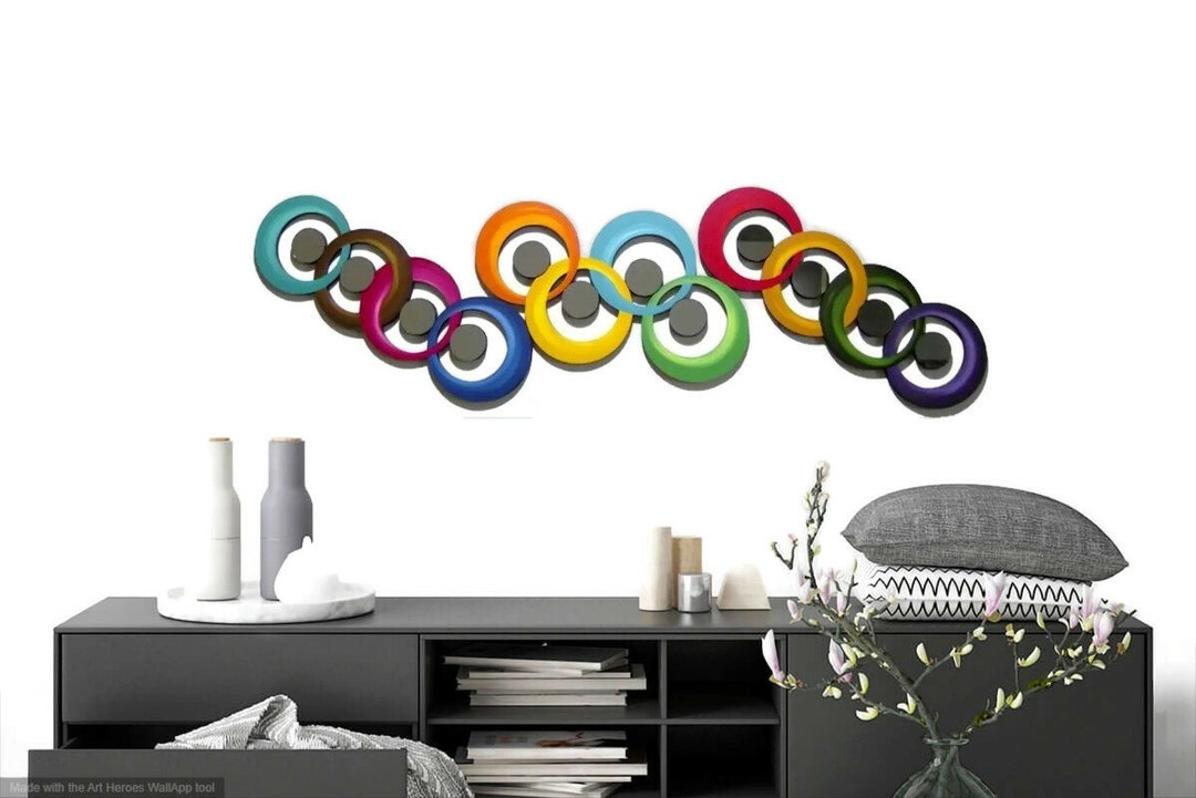 Colorful Circle Spirals Wall Sculpture, Abstract Circle Wall Art ...