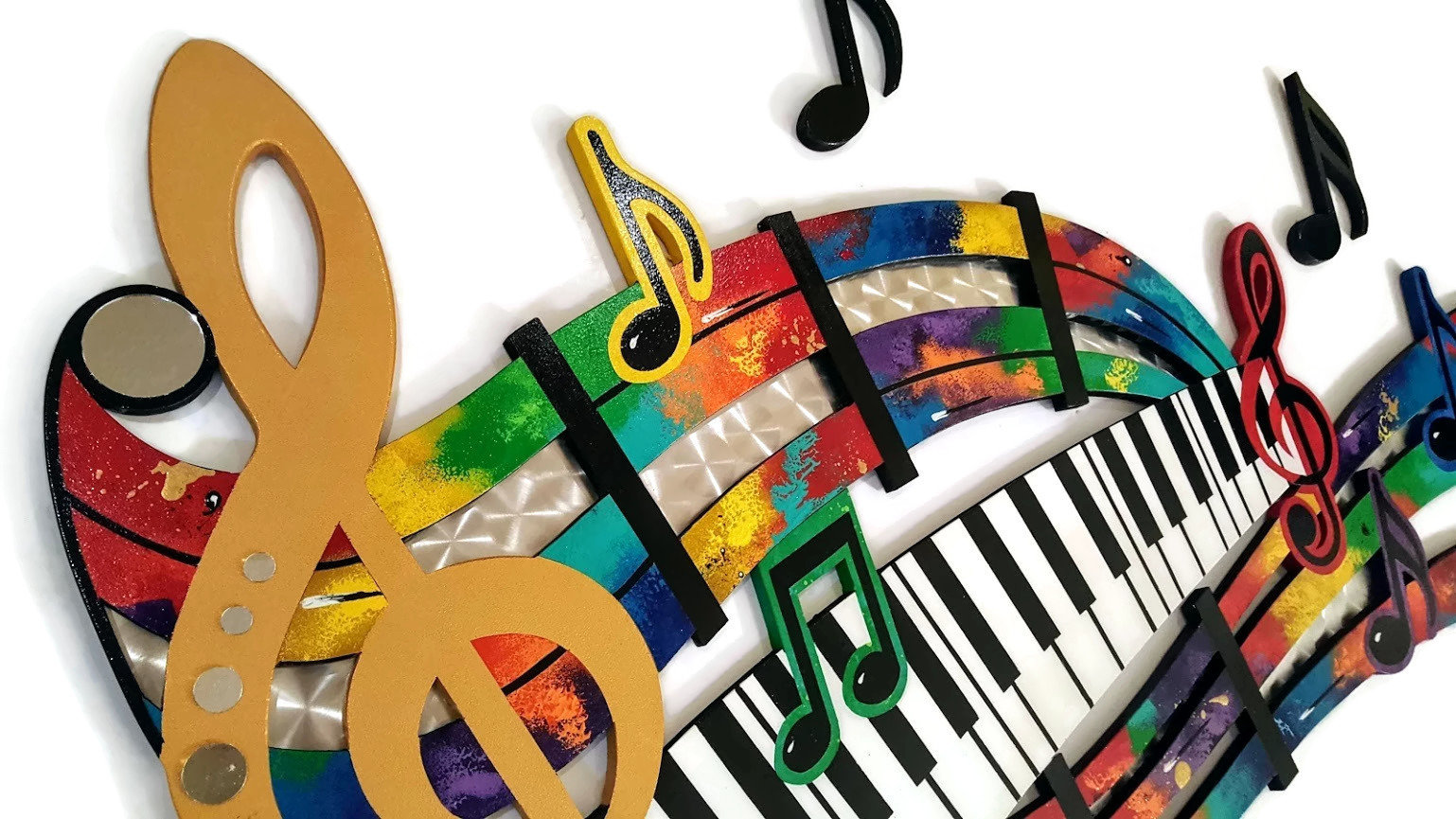 Colorful Music Sculpture with brushed metal and mirror with 6 | Etsy