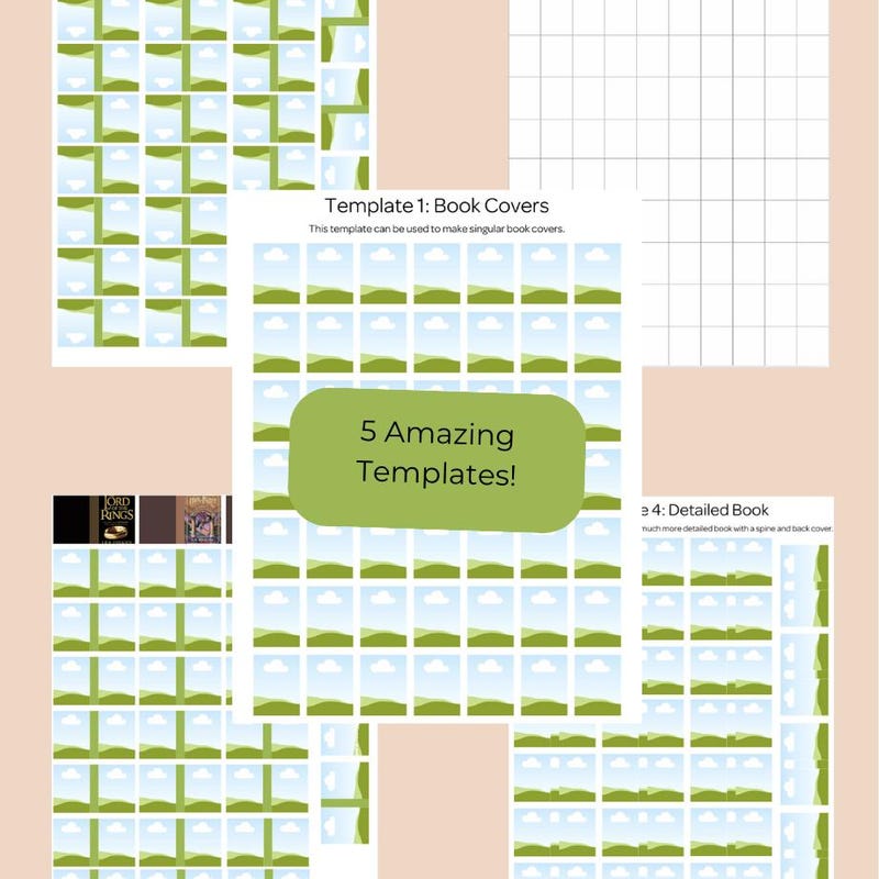 Mini Book Covers Template - Etsy