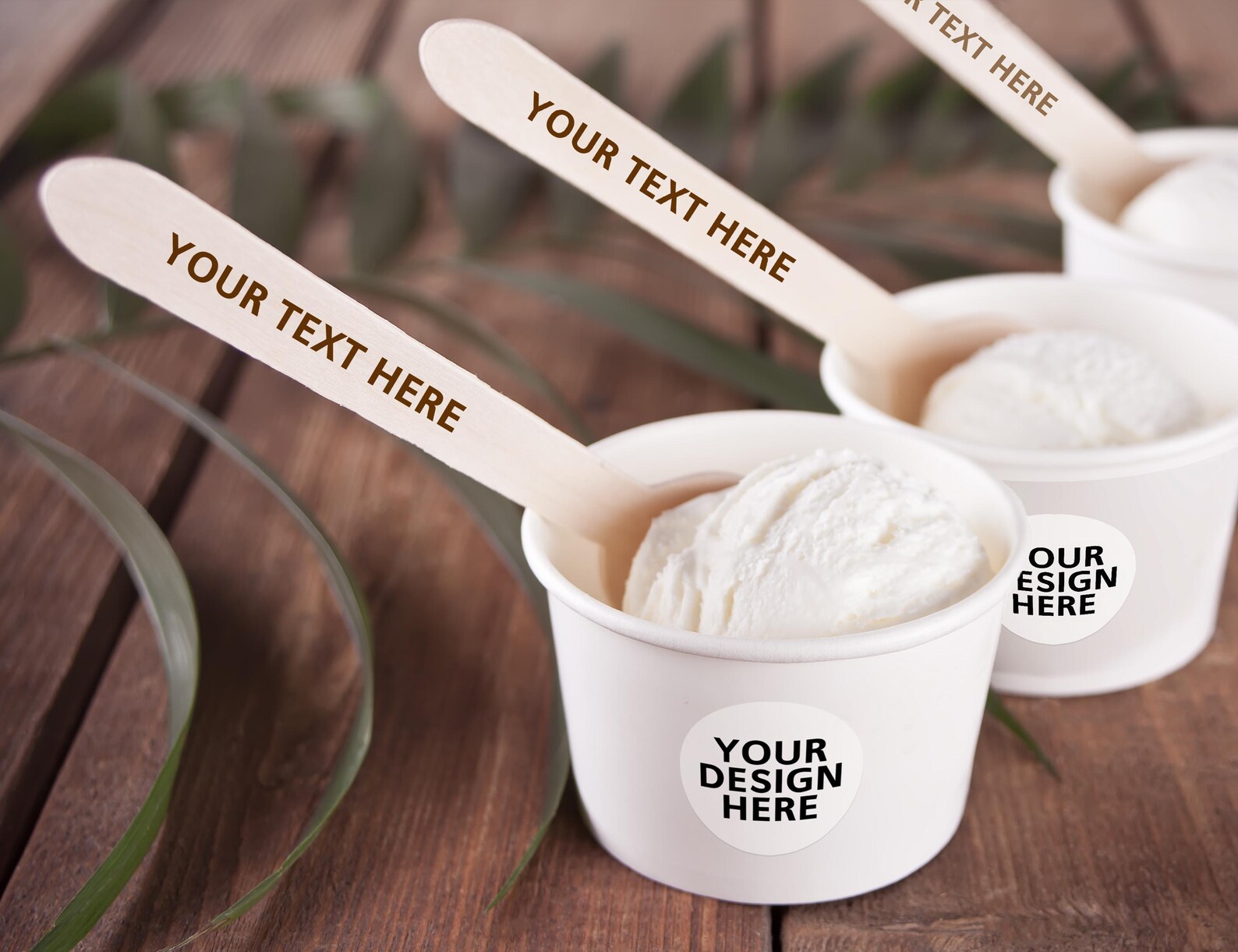 Custom Ice Cream Cups/wooden Spoon and Custom Label Set/custom Label ...