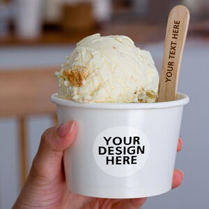 Custom Ice Cream Cups/wooden Spoon and Custom Label Set/custom Label ...