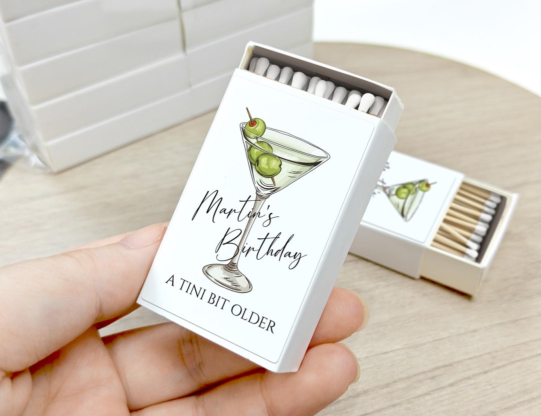 Personalized Tini Bit Older Martini Birthday Match Boxes/custom Happy ...