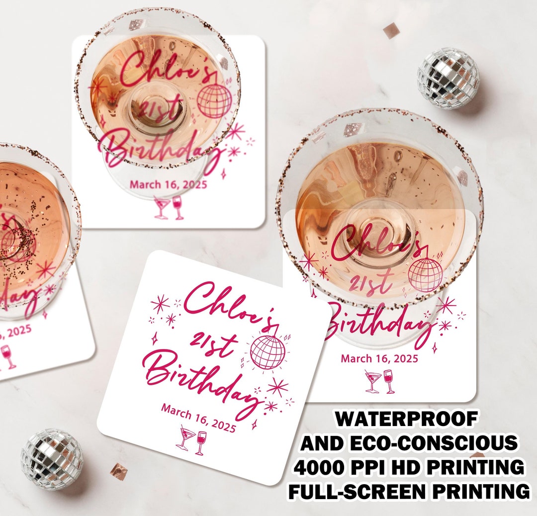 Custom Square Birthday Paper Coasters/personalized Coasters for Party ...