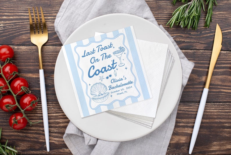 Personalized Bachelorette Cocktail Napkins/last Toast on the Coast ...