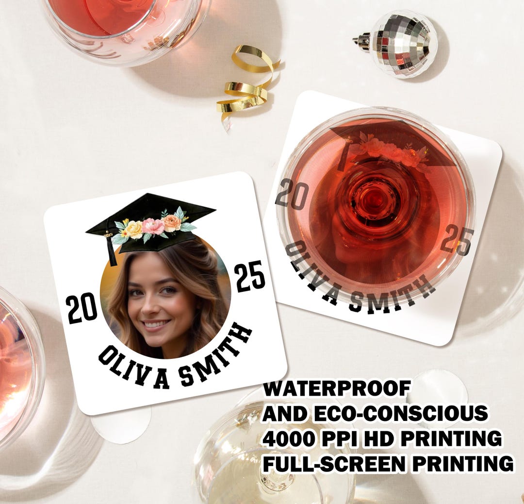 Graduation Coaster With Photo/class of 2025 Grad Announcement Coaster ...