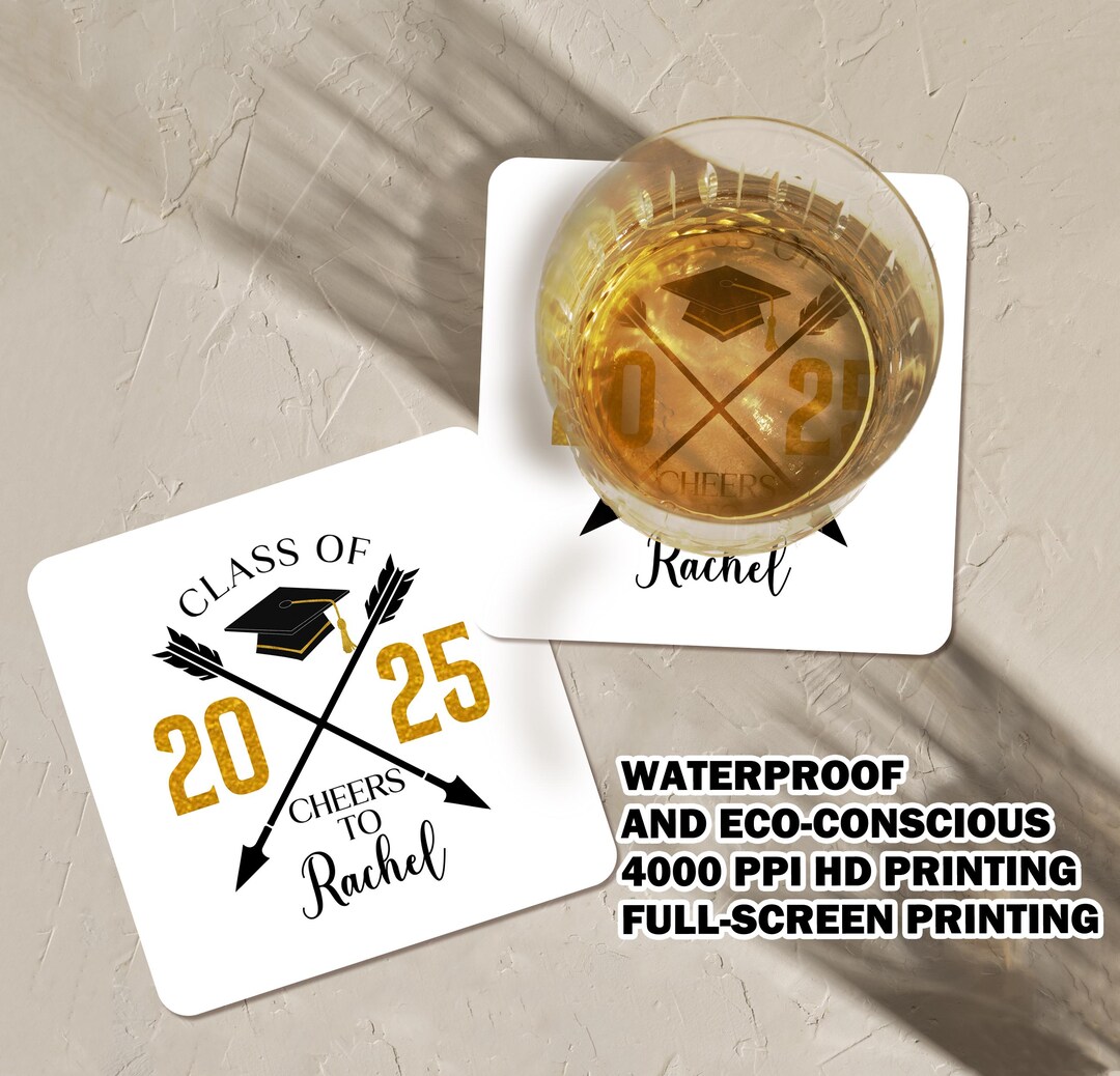 BULK Custom Graduation Coasters Set/class of 2025 Grad Announcement ...