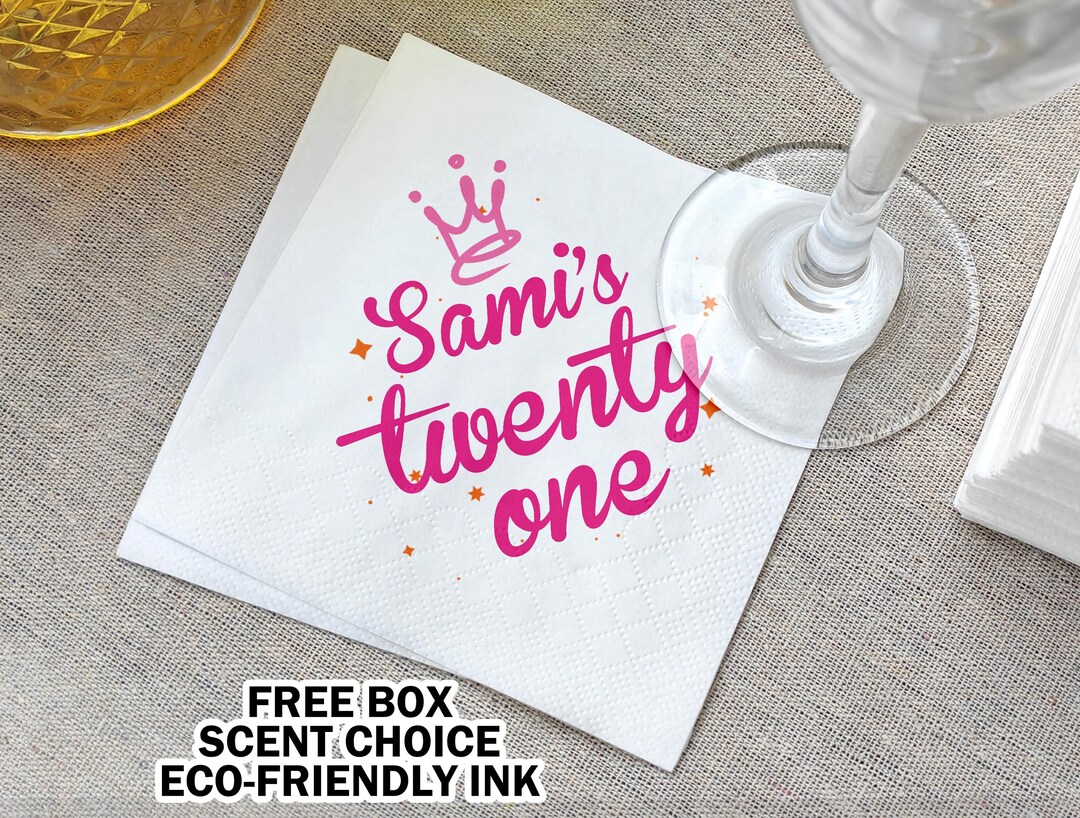 Custom Birthday Napkins/21st Birthday Napkins/twenty One Decor Party ...