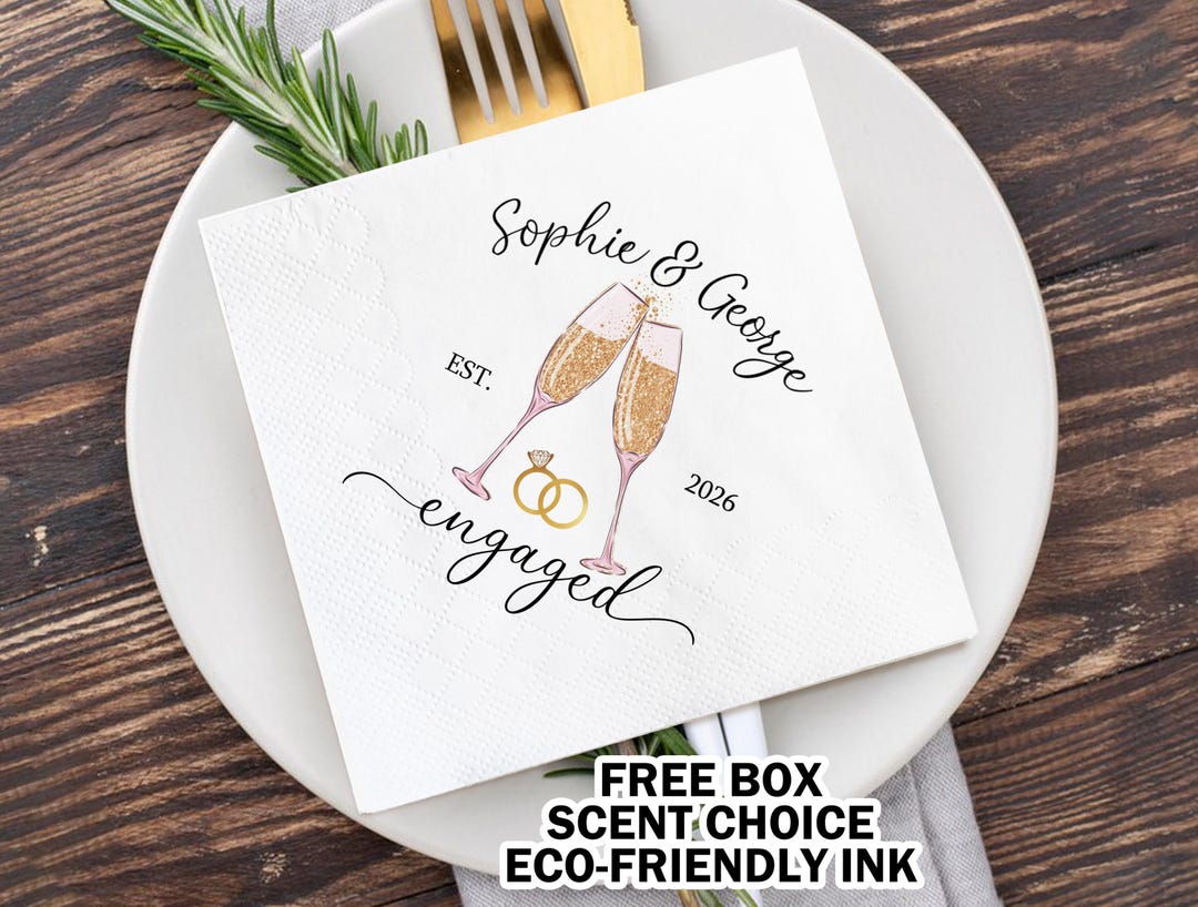 Personalized Cocktail Napkins for Engagement/custom Engagement Party ...