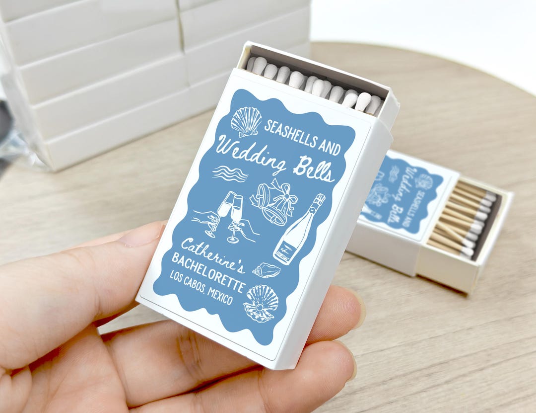 Personalized Wedding Matchboxes Favors/seashells and Wedding Bells ...