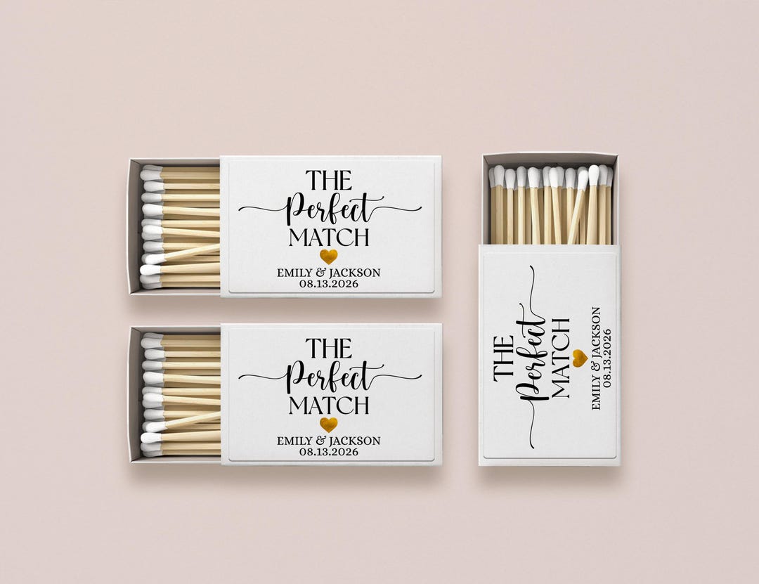 Bulk Custom Matchboxes/the Perfect Match/custom Matchbook Art/wedding ...