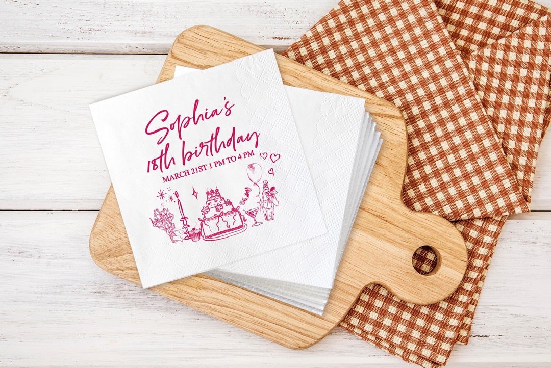 Personalized Birthday Party Napkins/custom Beverage or Luncheon Napkins ...