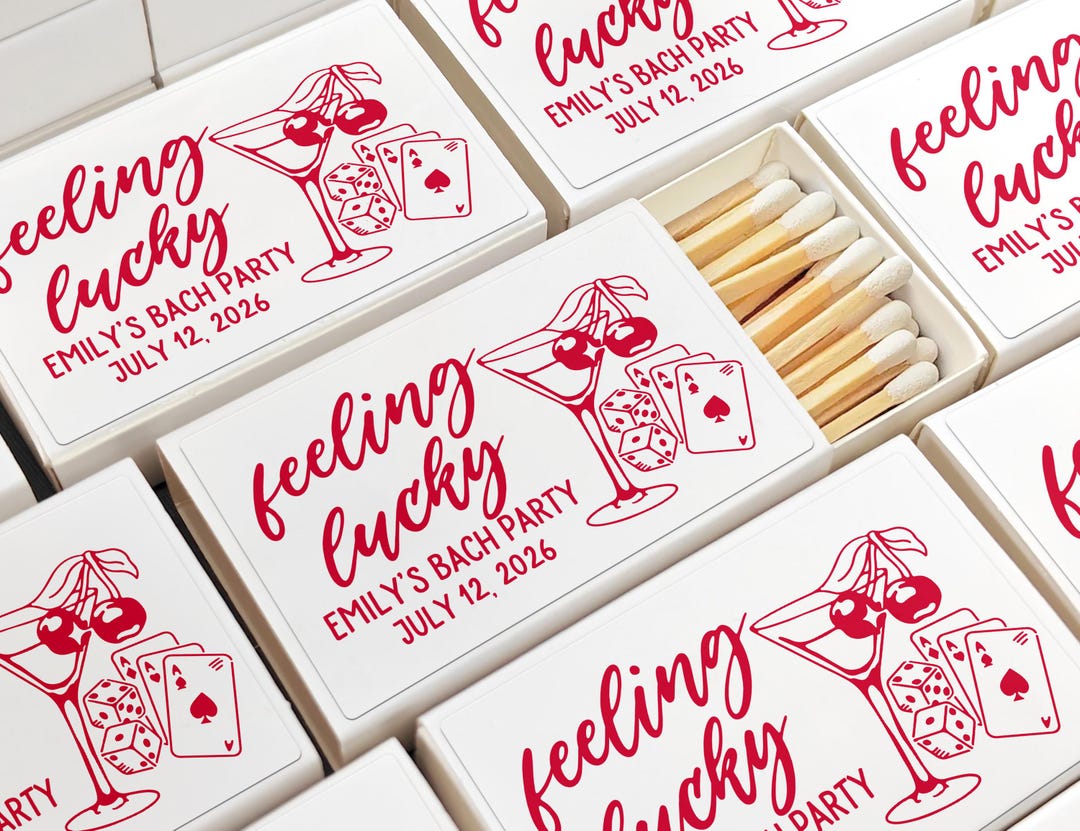 CUSTOM MATCHBOX Favor/las Vegas Bachelorette Personalized Matchboxes ...
