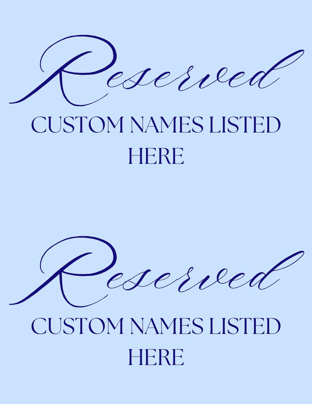 Custom Reserved Sign - Etsy