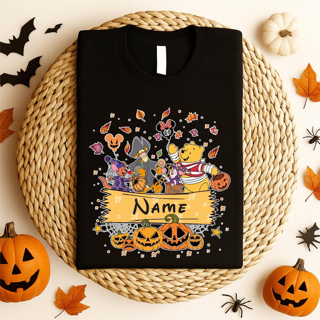 Custom Winnie the Pooh Piglet Eeyore Tigger Name Halloween Party Shirt ...
