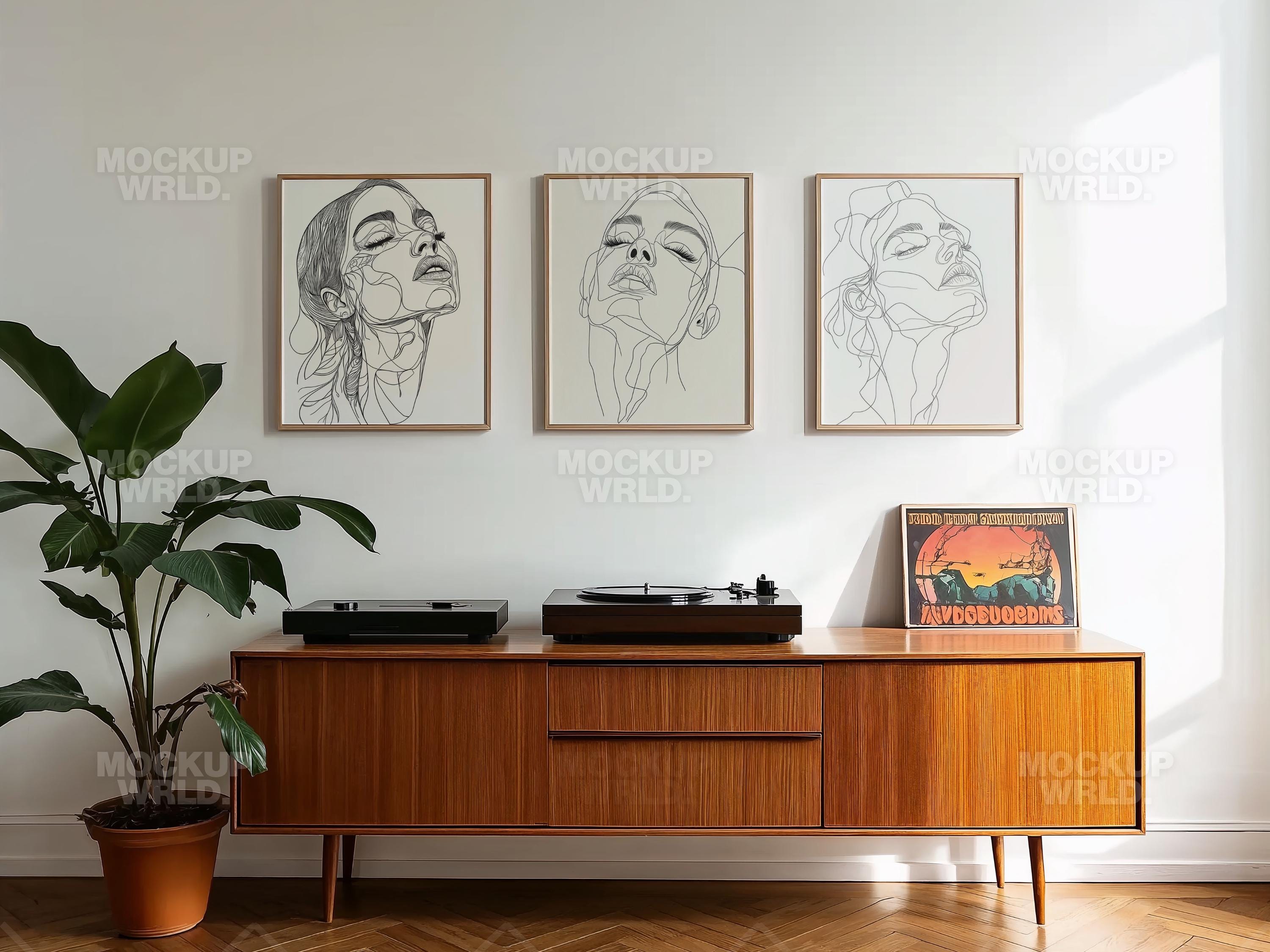 Vertical Frame Mockup | 3 Frame Mockup | Triptych Frame Mockup | Three ...