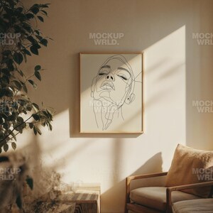 A4 Frame Photoshop Mockup in Nordic Minimalist Interior Scene, Vertical ...