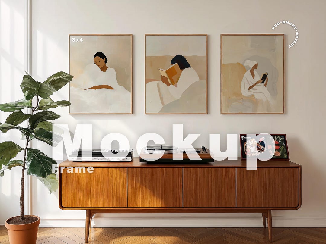 Vertical Frame Mockup | 3 Frame Mockup | Triptych Frame Mockup | Three ...
