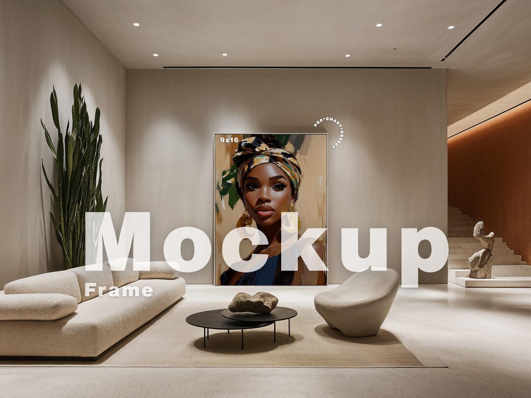 Vertical Frame Mockup Photoshop Template, 9x16 Frame for Art and Print ...