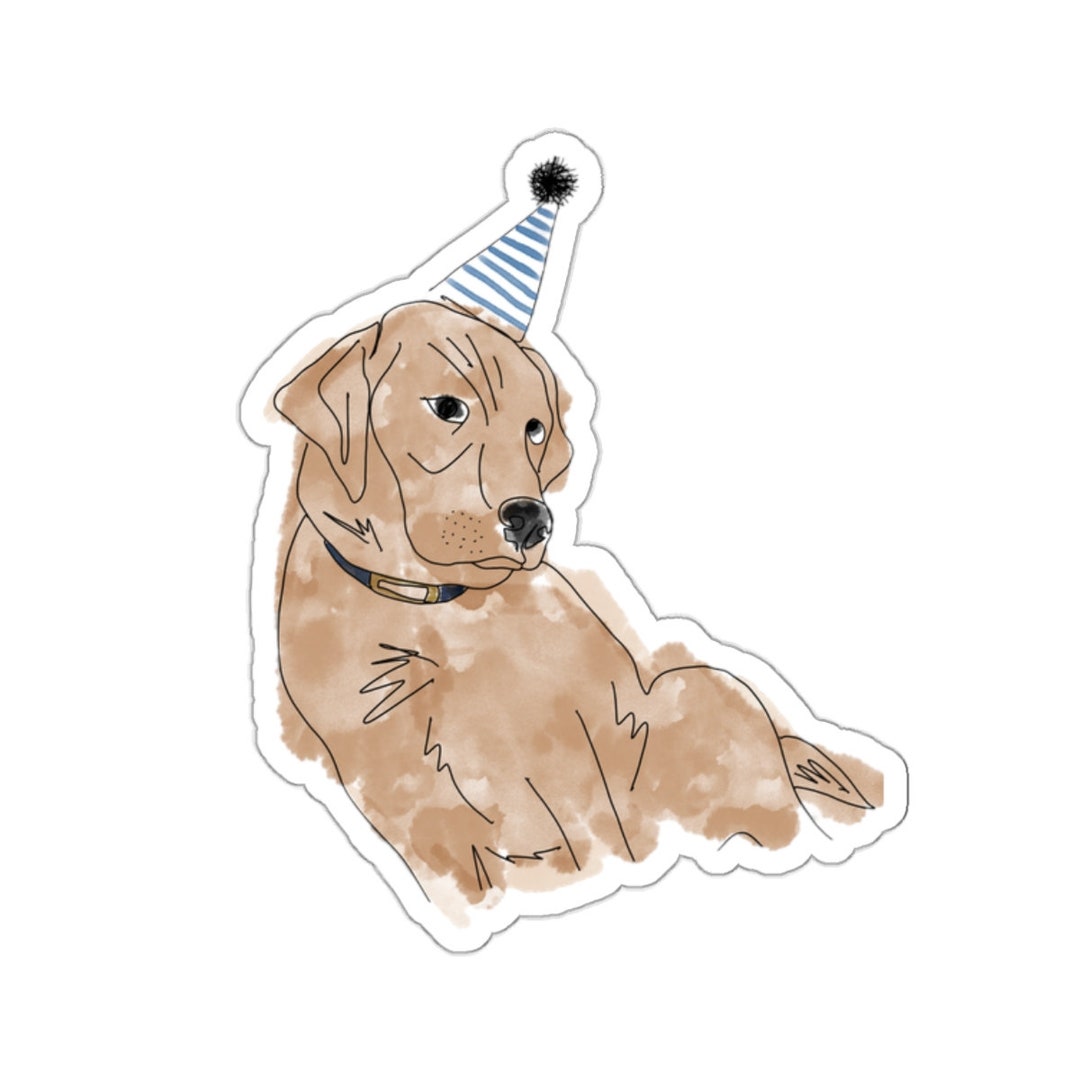 Labrador Dog Party Hat Sticker Animal Stickers Puppy Stickers Birthday ...