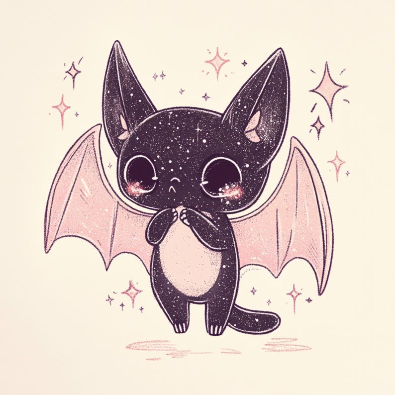 Cute Cosmic Bat Sticker – Kawaii Vinyl Pastel Pinterest Aesthetics ...