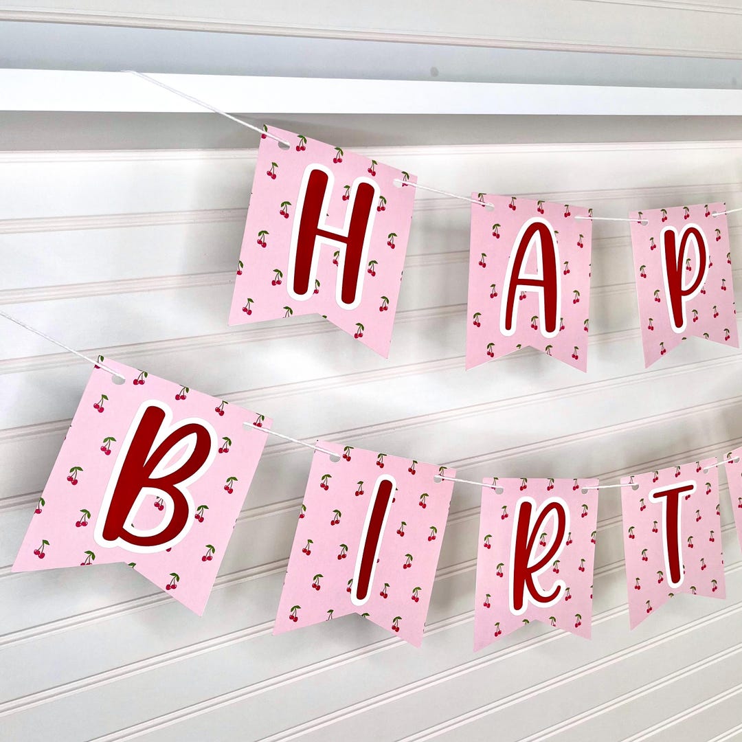 Cherry Birthday Banner, Cherry Banner, Cherry Party Decorations ...