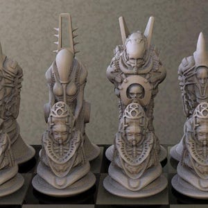 Biomechanic Chess Set Giger Tribute / Alien 7 Xenomorph / Sci Fi / 3d ...