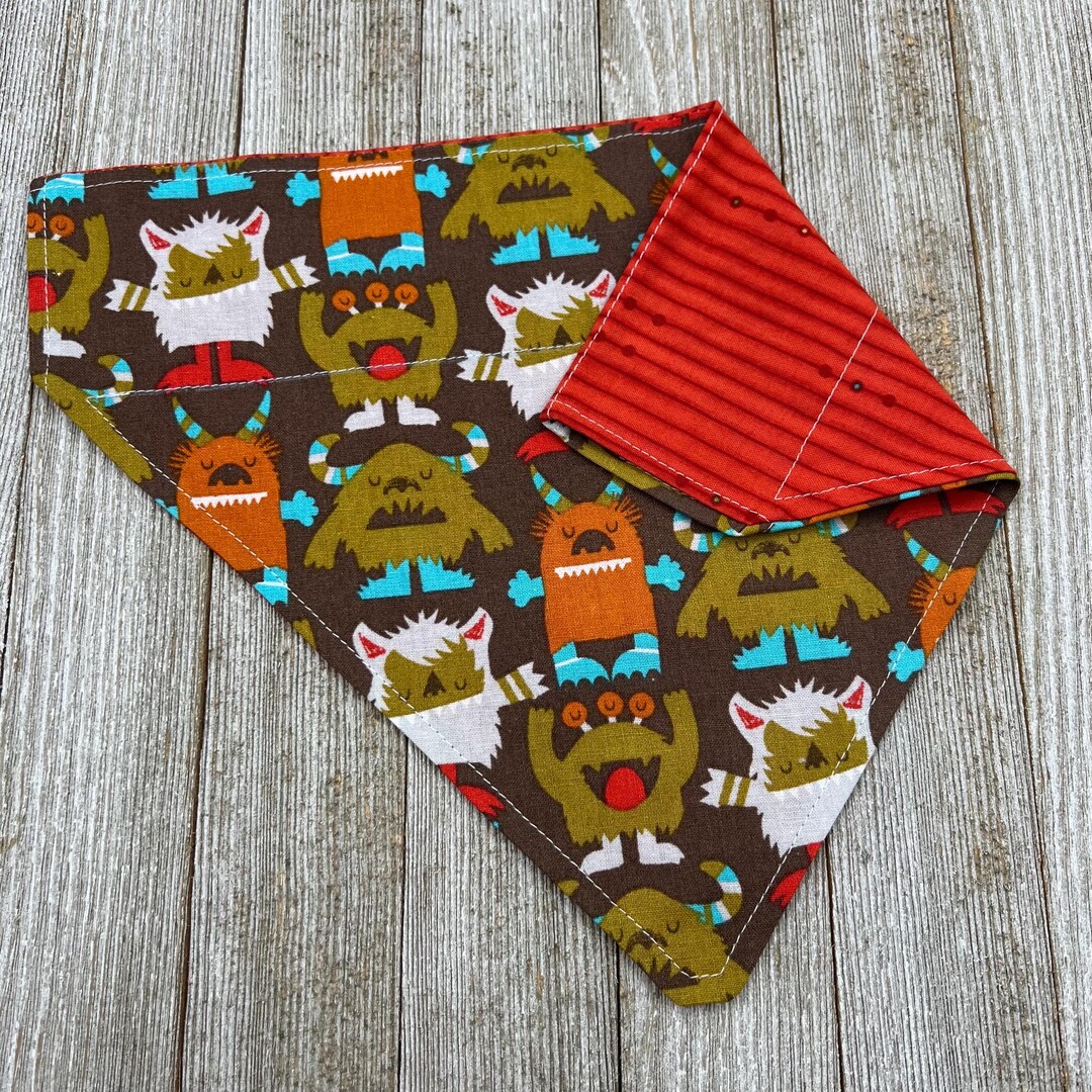 Retro Monster Reversible Over the Collar Dog Bandana, Halloween Monster ...