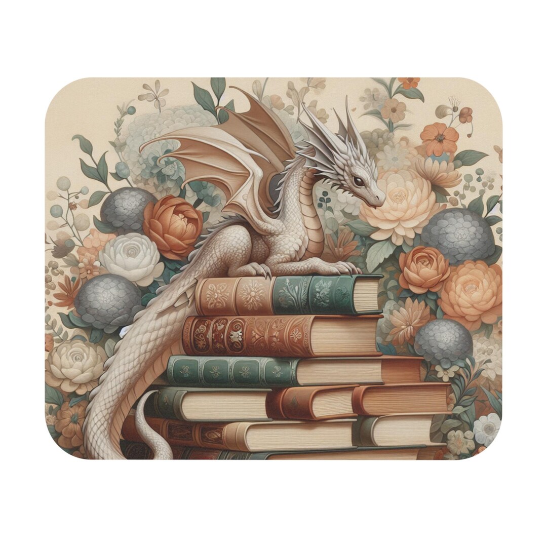 Rectangle Mouse Pad, Book Dragon Fantasy Reader Bookish, Office Desk ...