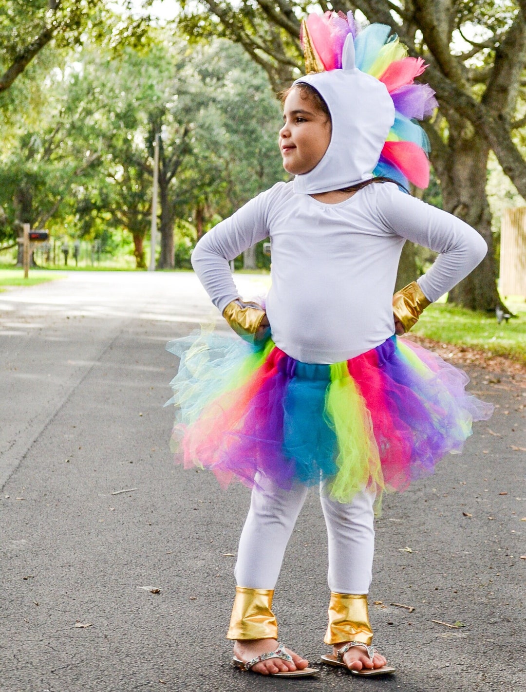 Rainbow Unicorn Costume Hat Skirt & Hooves - DIY Unicorn Costume ...