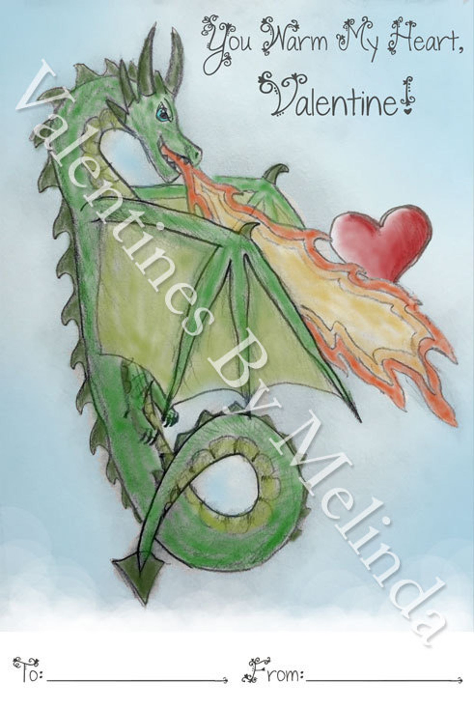 Printable Fantasy Dragon Valentines Day Cards Pack of 3 Hand | Etsy