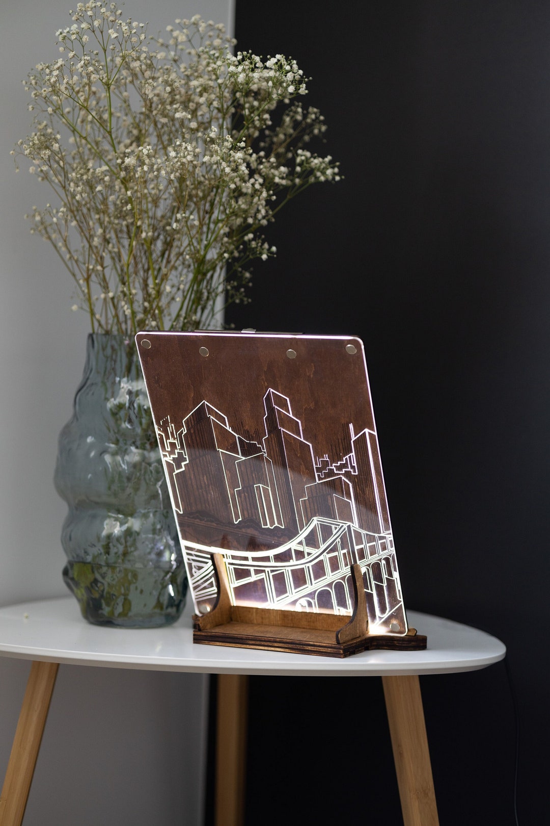 Custom Wood Clipboard With Led Stand Desk Stand Personalized ...