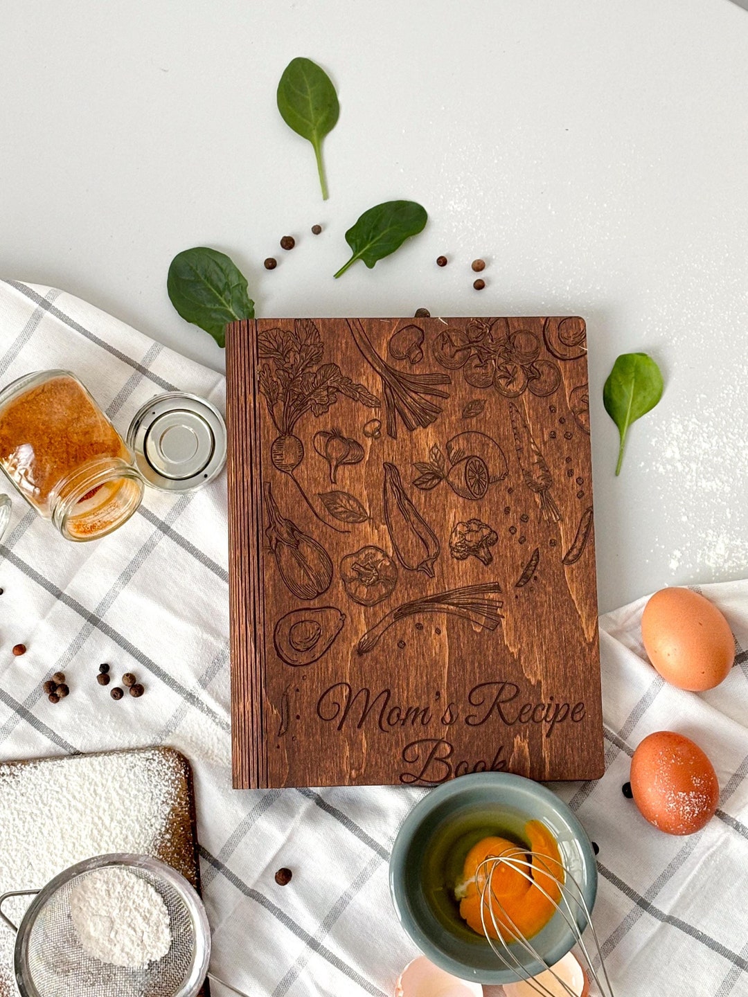 Handcrafted Wooden Recipe Book, Custom Recipe Organizer, Blank Family ...