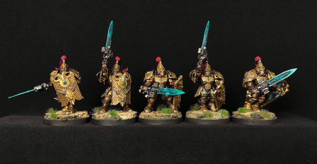 Warhammer 40k Painted Adeptus Custodes Custodian Guard Squad With ...