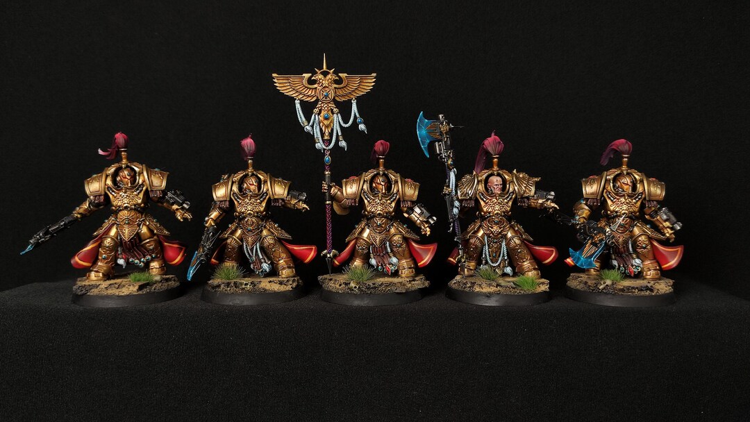 Warhammer 40k Painted Adeptus Custodes Allarus Custodians With Vexilus ...