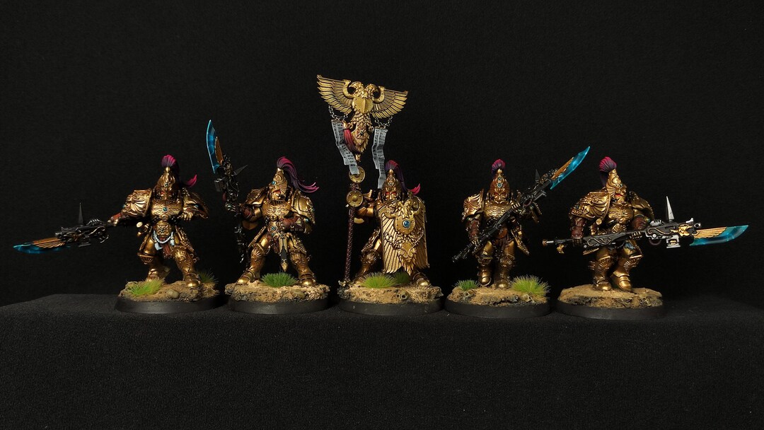 Warhammer 40k Painted Adeptus Custodes Custodian Guard Squad With ...