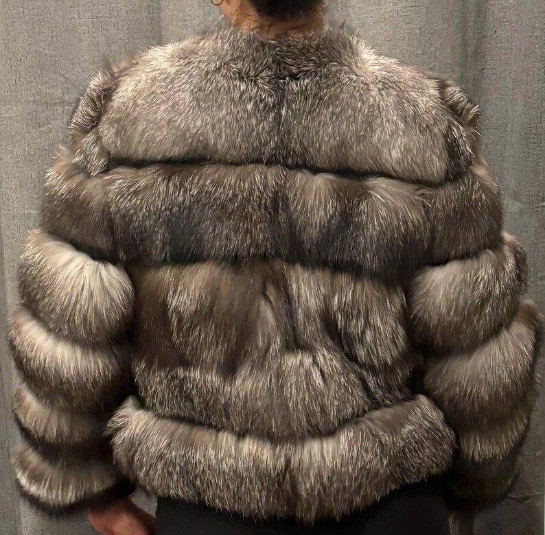 Genuine Black / Silver Fox Fur Coat - Etsy