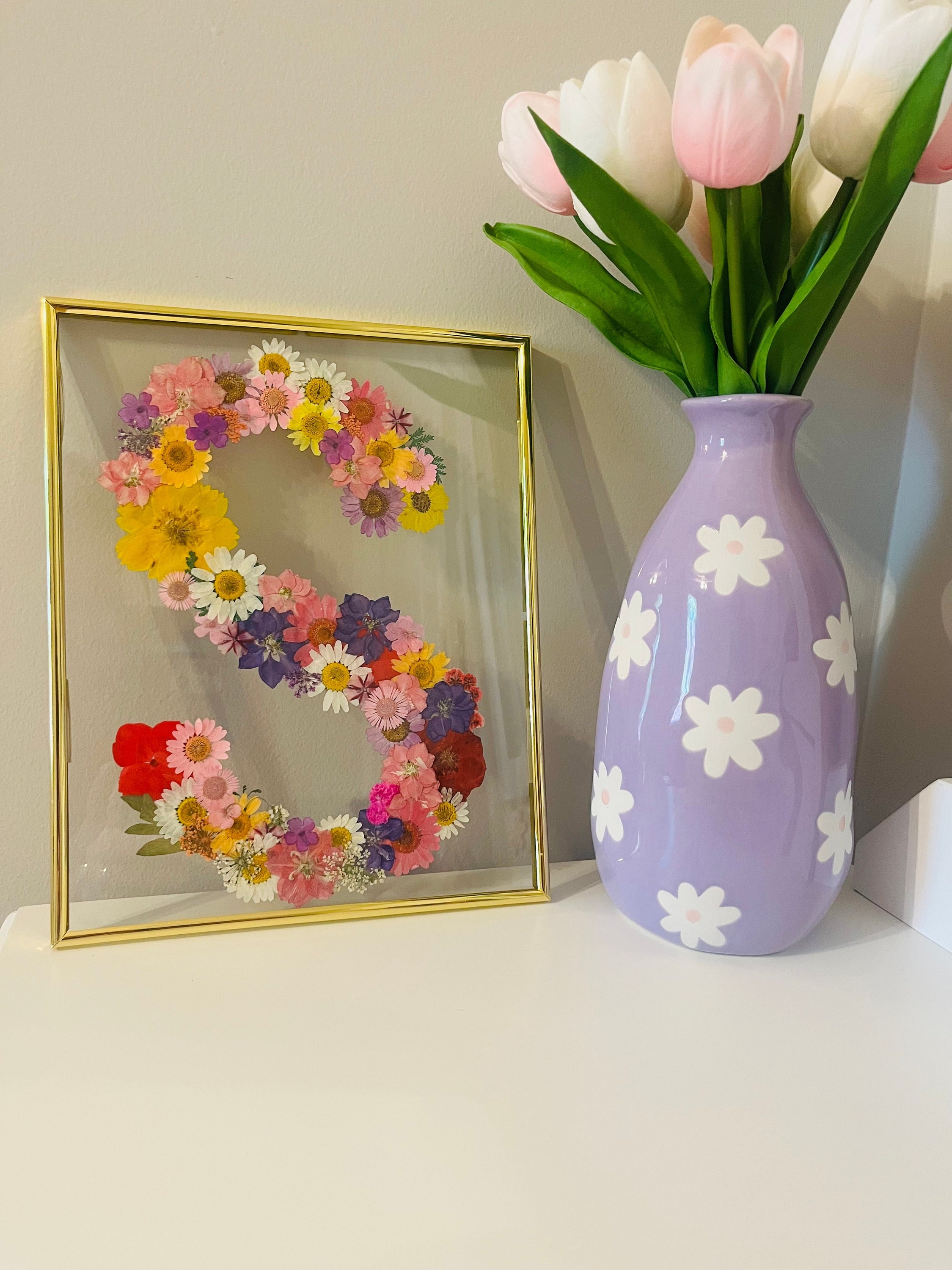 Dried Pressed Flower Letter Frame Art - Pick Your Letter - Etsy