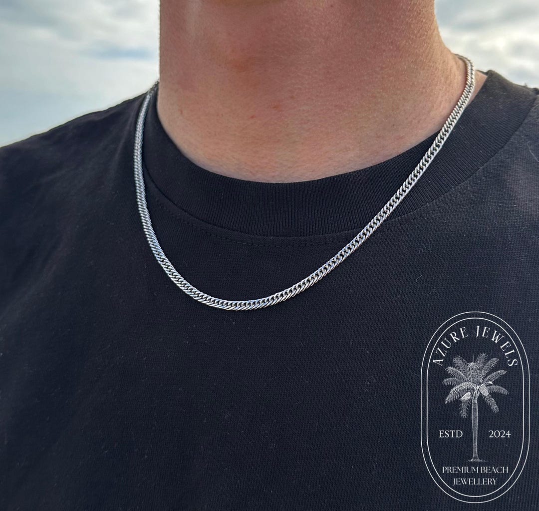 Mens Necklace, Silver Cuban Chain, Mens Silver Neck Chain, Mens Silver ...