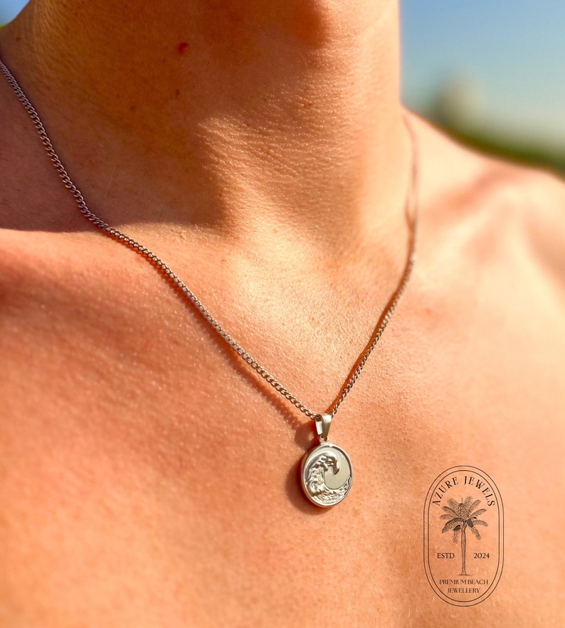 Silver Wave Pendant, Men's Jewellery, Silver Pendant Necklace, Men's ...