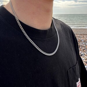 Mens Chain, 4MM Cuban Chain, Mens Necklace, Silver Cuban Chain 4mm ...