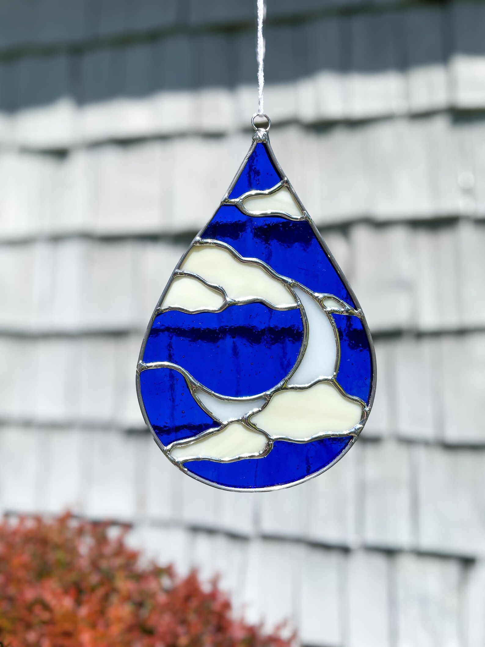 Handmade Stained Glass Night Sky Decor - Dreamy Clouds and Moon ...