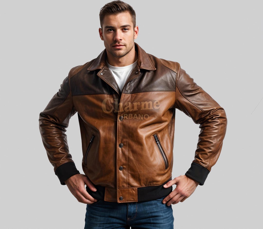 Real Brown Leather Jacket for Men - Motorcycle Brown Leather Jacket for ...