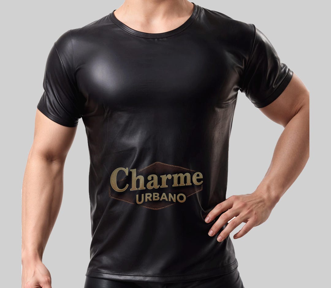Real Black Leather T Shirt for Men - Handmade Black Leather Shirt for ...